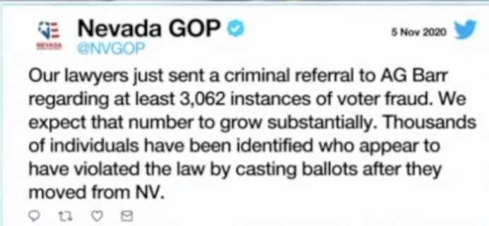 Nevada GOP sends criminal referral to the DOJ over alleged voter fraud